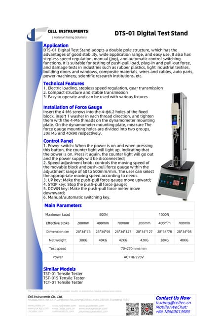 Top 5 Applications of the TST-01 Tensile Tester in Material Testing | PDF