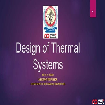 Introduction to Design of thermal systems and optimization | PPTX
