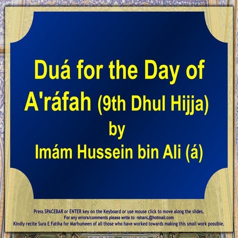 DuaArafat THE DUA TO BE SUPPLICATED AS THE HAJJ AND UMARAH | PPTX
