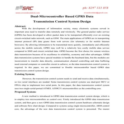 Dual microcontroller based gprs data transmission control system design ...