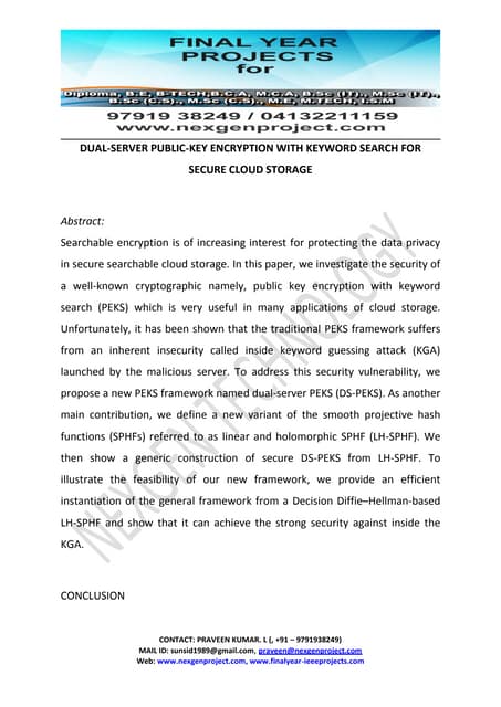 Dual server public-key encryption with keyword search for secure cloud storage | PDF ...