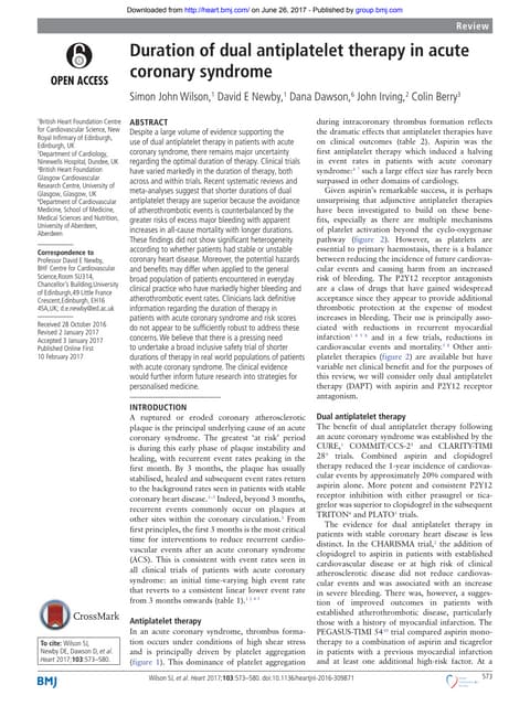When to switch to antiplatelet monotherapy | PPT