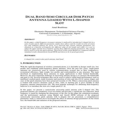 Equivalent circuit modeling of slotted microstrip patch antenna | PDF