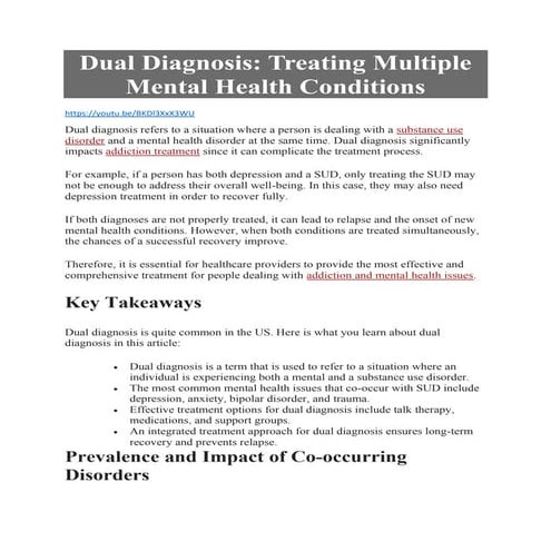 Dual Diagnosis.docx | Substance Abuse | Diseases and Conditions