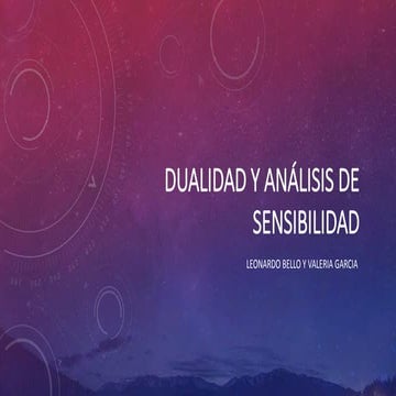 Teoria de la dualidad y Analisis de la Sensibilidad | PPTX