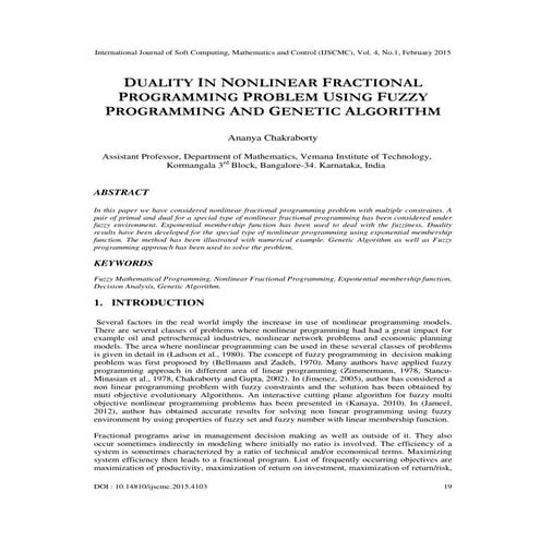 Duality In Nonlinear Fractional Programming Using Fuzzy And Genetic Approaches Pdf