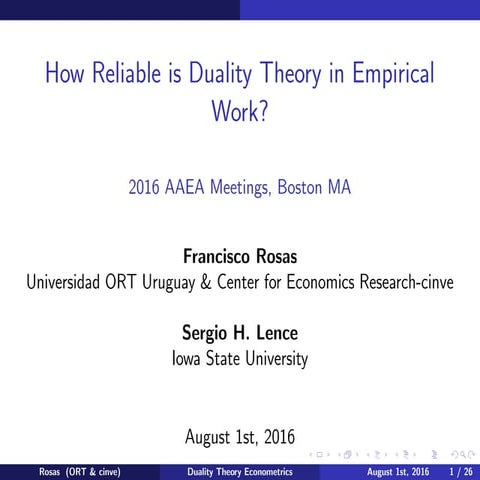 How Reliable is Duality Theory in Empirical Work? | PDF