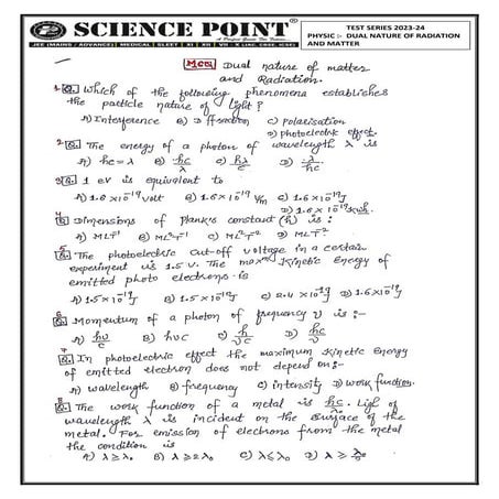 Dual nature and Atoms and Nuclei.pdf for class 12th students | PDF