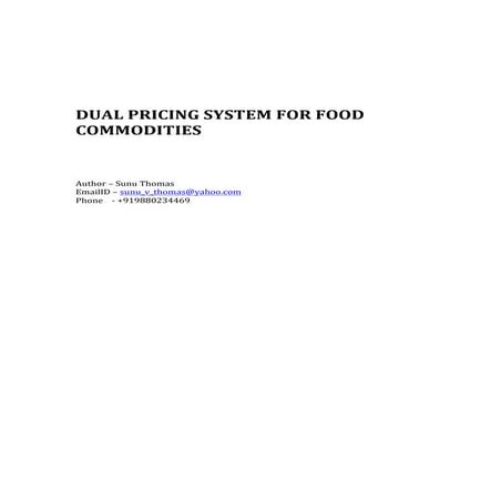 Dualpricing for food_commodities | PDF