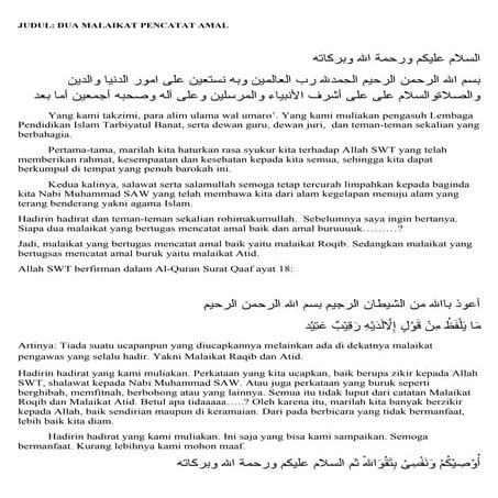 DUA MALAIKAT PENCATAT AMAL baik dan jelek.docx