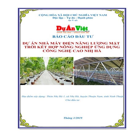 Thuyết minh dự án đầu tư Nhà máy điện năng lượng mặt trời kết hợp NNCNC ...