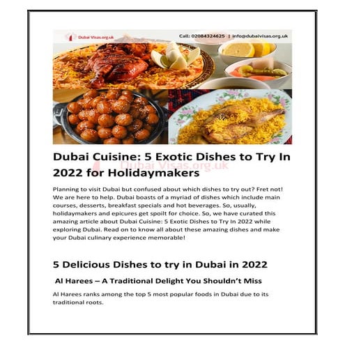 Dubai Cuisine: 5 Exotic Dishes To Try In 2022 for Tourists | PDF ...