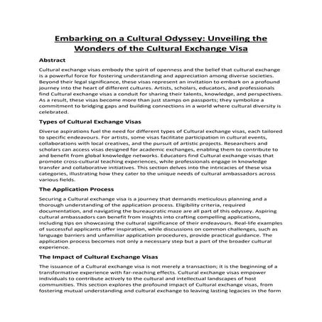 Cultural Exchange: What is Cultural Exchange and Why Exchanging Cultures Matters | PDF