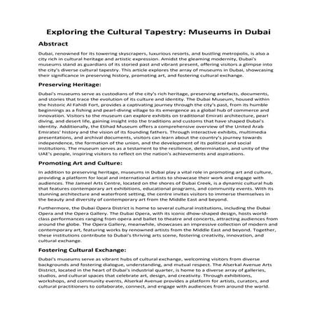 Exploring the Cultural Tapestry: Museums in Dubai | PDF
