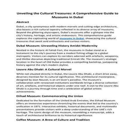 Museums In Dubai | PPTX