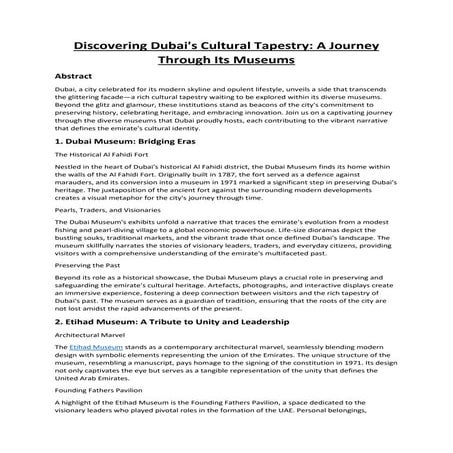 Discovering Dubai's Cultural Tapestry: A Journey Through Its Museums | PDF