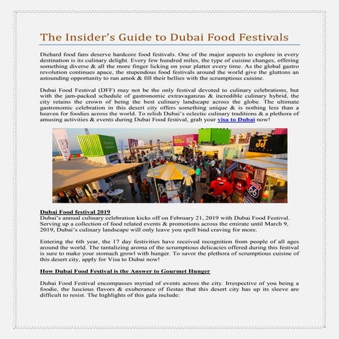 The Insider’s Guide to Dubai Food Festivals | PDF