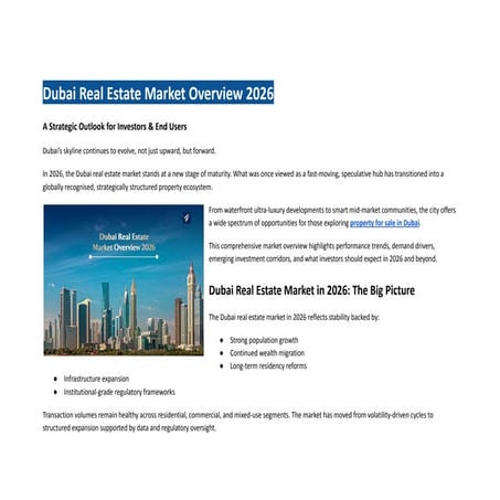 Dubai Real Estate Market 2026: Strategic Insights for Investors & End ...