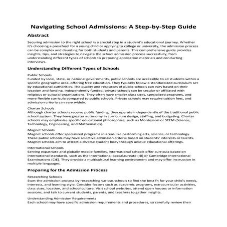 Navigating School Admissions: A Step-by-Step Guide | PDF