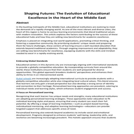 Shaping Futures: The Evolution of Educational Excellence in the Heart ...