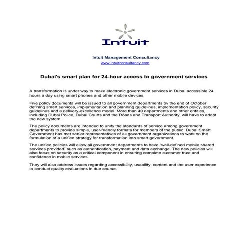 Dubai's smart plan for 24 hour access to Government services | PDF