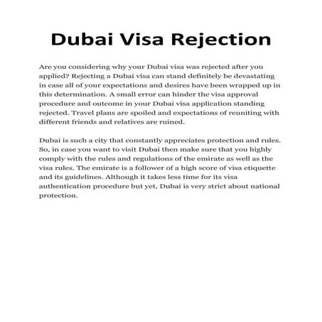 Dubai Visa Rejection | PDF