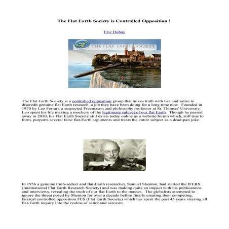 Dubay eric the flat earth society is controlled opposition | PDF