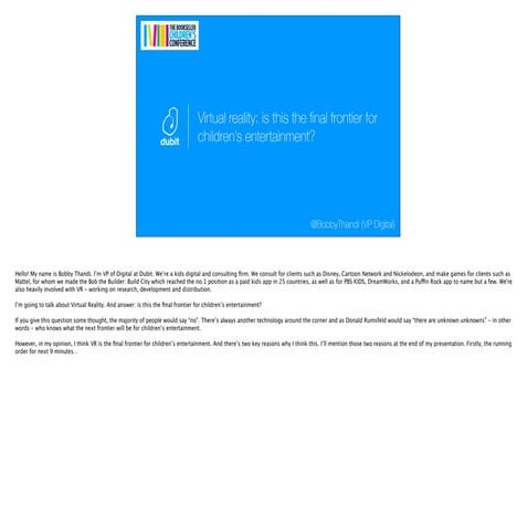 Virtual Reality: Is this the final frontier for children's ...