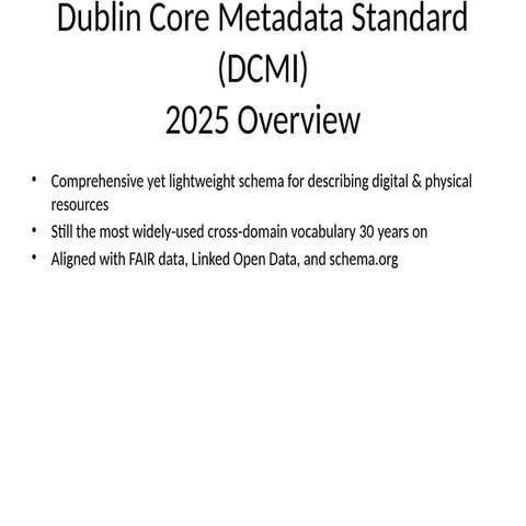 dublin_core_2025 Key Standards for Building Data Catalogue | PPT
