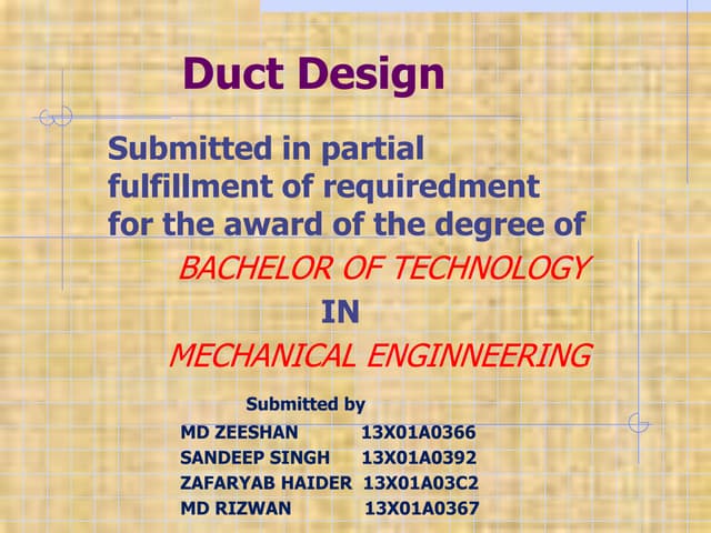 Hvac Duct Design Pptx