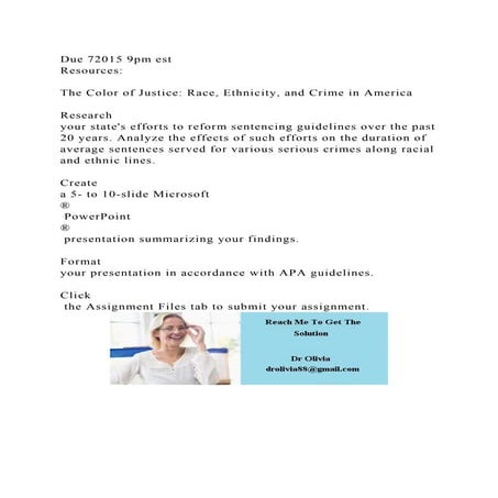 Due 72015 9pm estResourcesThe Color of Justice Race, Ethnici.docx