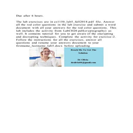 Due after 6 hours.The lab exercises are in cs1150_lab5_fall2018. | PDF