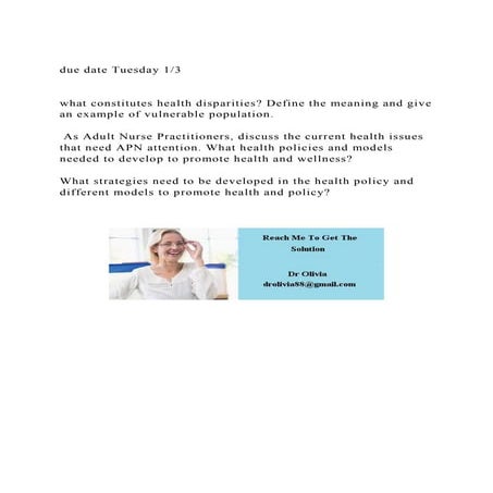 due date Tuesday 13what constitutes health disparities Def.docx