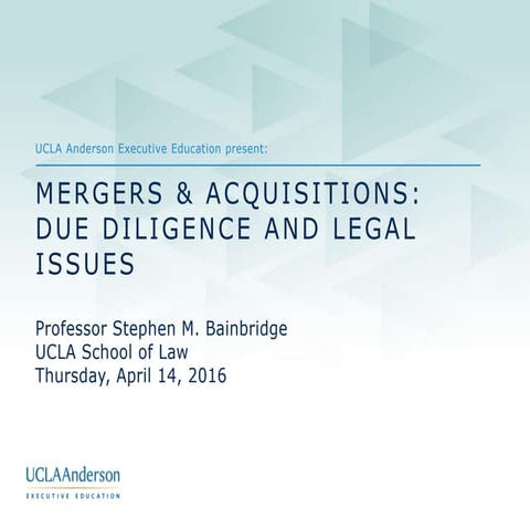 M&A Law: The Lawyer's Role; Recent Delaware Developments | PPTX