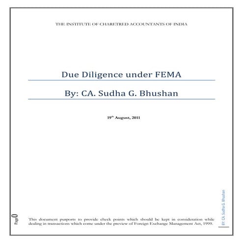 Due diligence under fema by ca. sudha g. bhushan | PDF