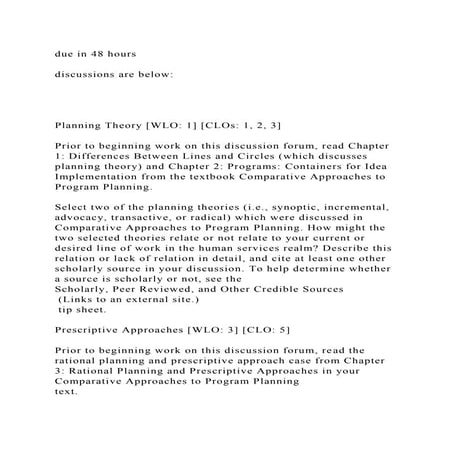 due in 48 hoursdiscussions are belowPlanning Theory [.docx