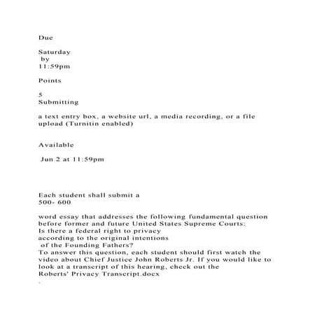 Duesaturday By 1159pmpoints5submittinga Text Docx 