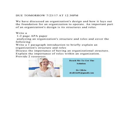 DUE TOMORROW 72317 AT 1230PMWe have discussed an organization.docx