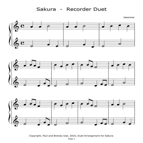 Sakura - Recorder Duet | PDF