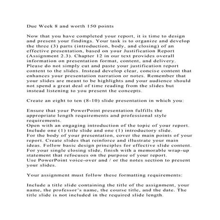 Presentation Of Assignment 2in This Assignment You Will Condense Docx