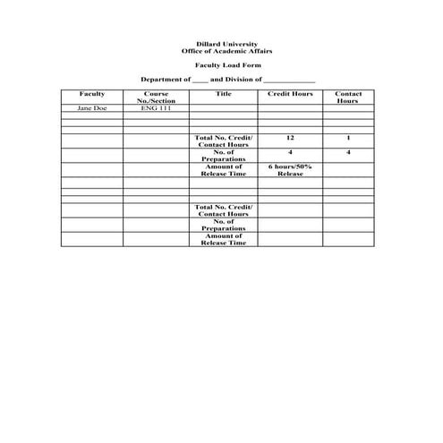 DU Faculty Load Format | DOC