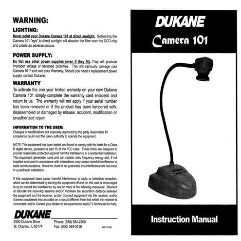 Dukane camera 101 user manual | PDF