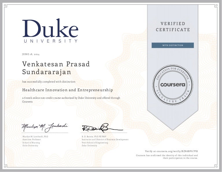 Duke Univ - Healthcare Innovation and Entrepreneurship VPS 2014