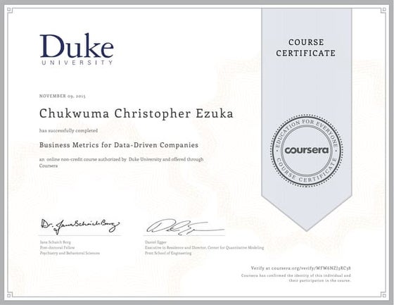 DUKE Business Anaylytics certificate | PPT
