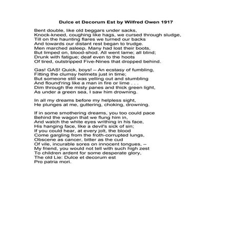 Dulce Et Decorum Est Essay | PDF