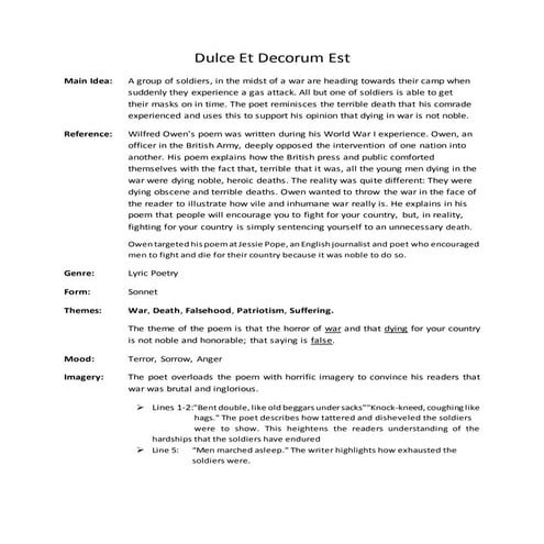 Dulce et Decorum est | DOCX