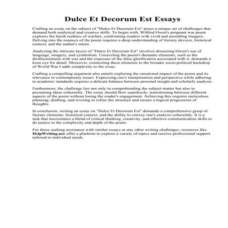 Dulce Et Decorum Est Essays.pdf