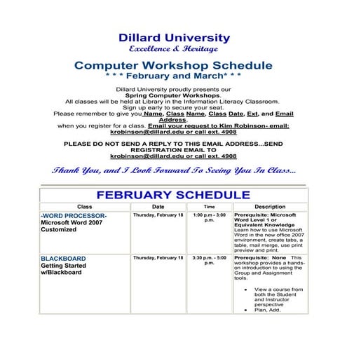 DU Library Training Classes Schedule Spring 2010 | PDF