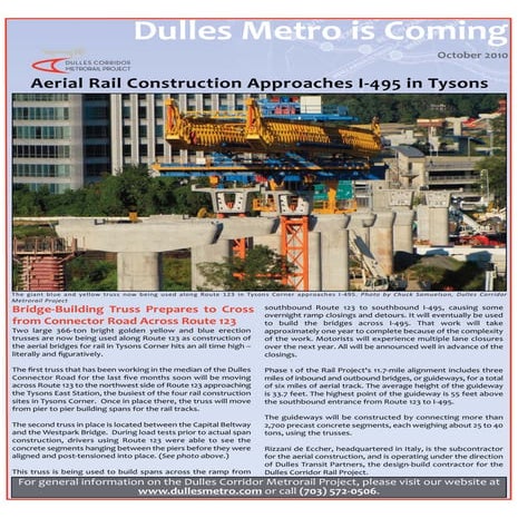 Update on Dulles Metro Construction - Tysons Corner | PDF