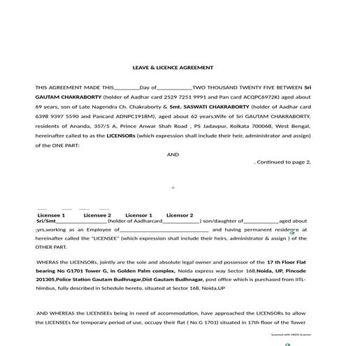 Rental agreement format for Tenant Personal | PDF